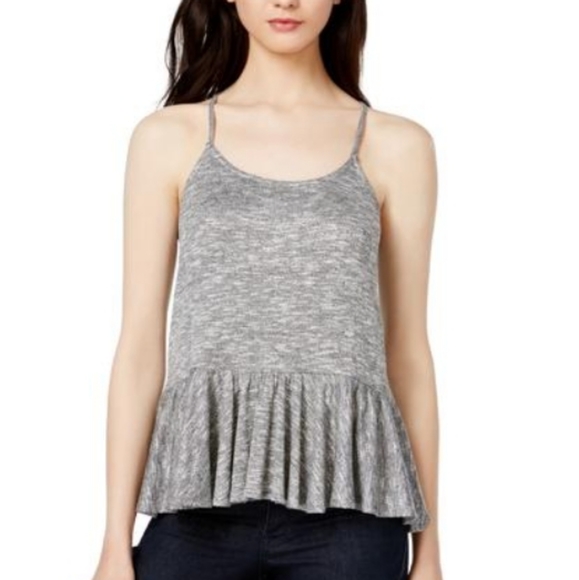 Bar III | Tops | Barlll Gray Peplum Razorback Tank Top | Poshmark